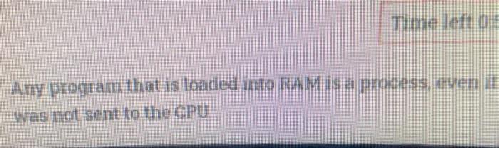 Solved Time left o Any program that is loaded into RAM is a | Chegg.com