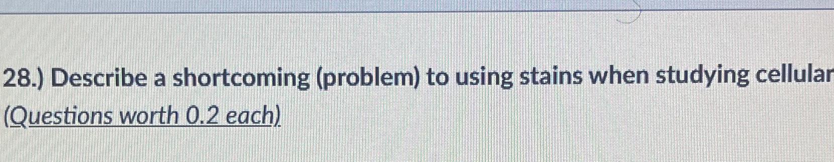 Solved 28.) ﻿Describe a shortcoming (problem) ﻿to using | Chegg.com