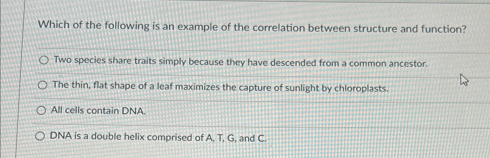 Solved Which of the following is an example of the | Chegg.com