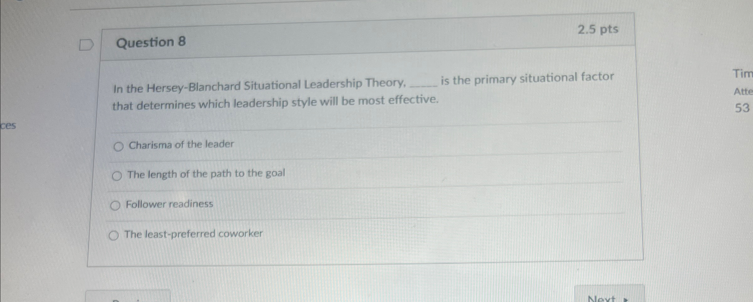 Solved Question 82.5 ﻿ptsIn the Hersey-Blanchard Situational | Chegg.com