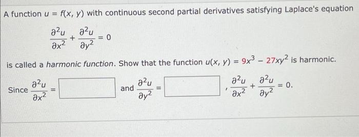 Solved A function u = f(x, y) with continuous second partial | Chegg.com