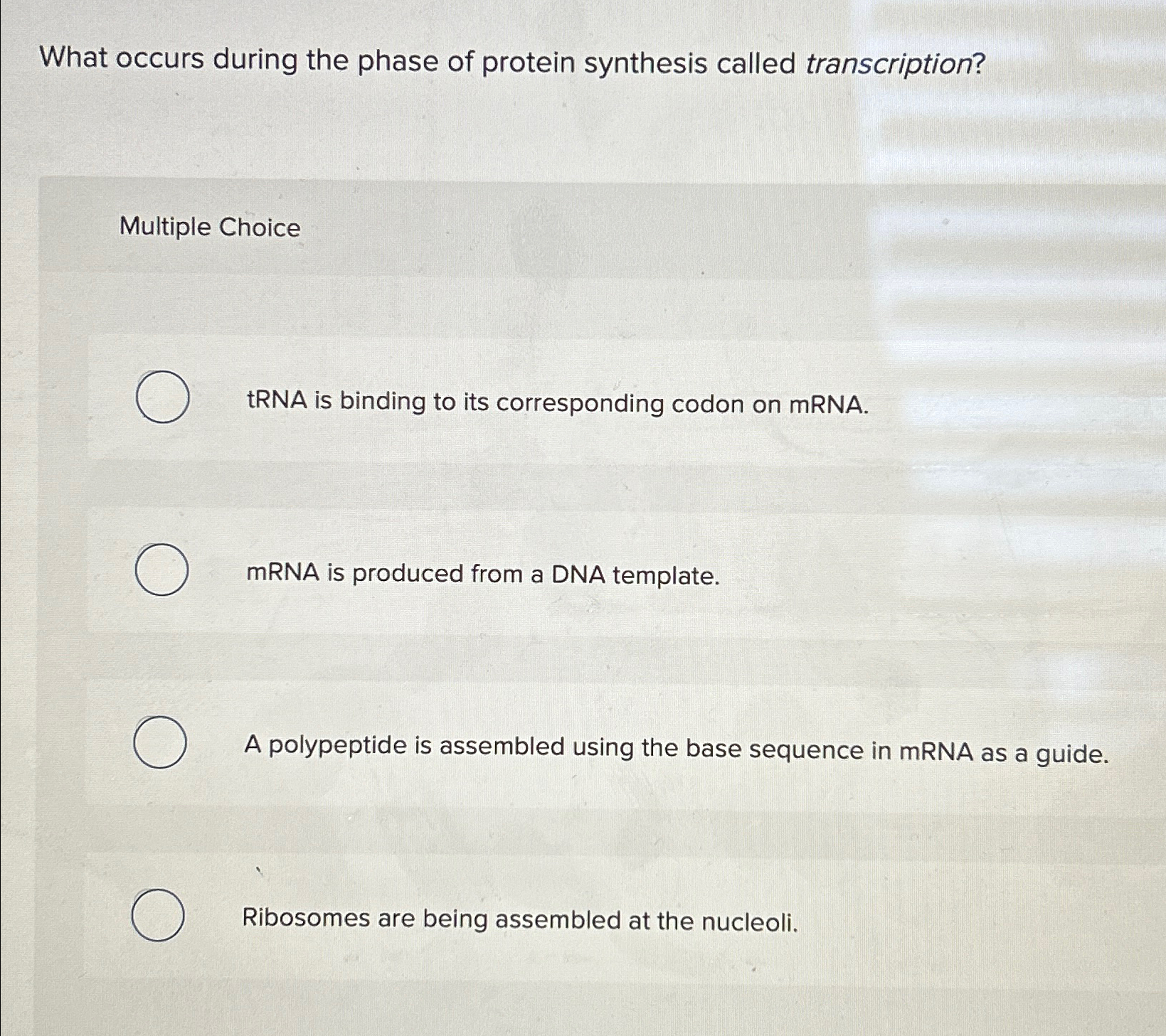Solved What occurs during the phase of protein synthesis | Chegg.com
