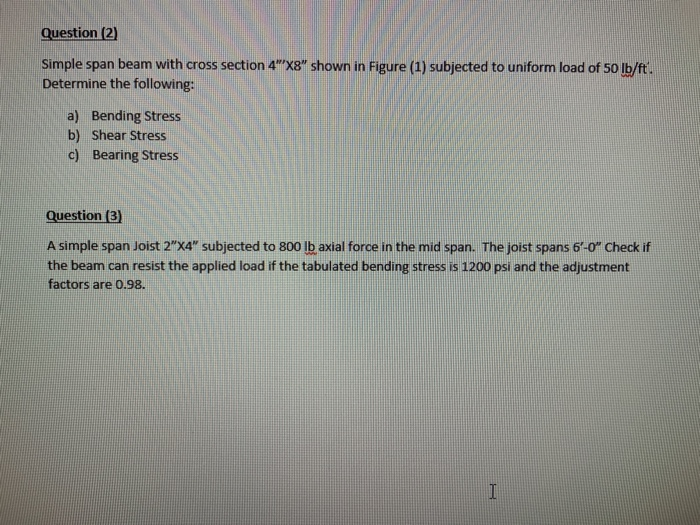 Solved Question (2) Simple span beam with cross section | Chegg.com