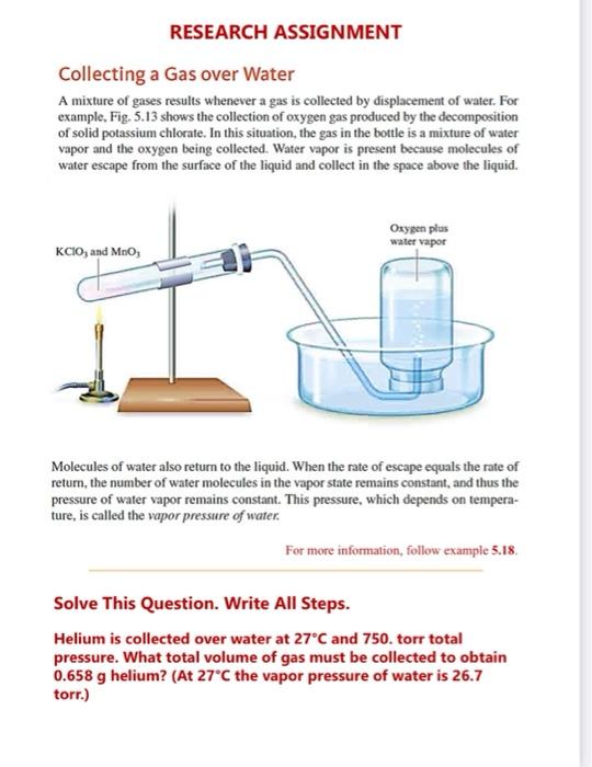 Solved RESEARCH ASSIGNMENT Collecting a Gas over Water A | Chegg.com