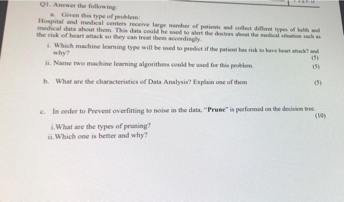 Solved 16 QI. Answer the following: a. Given this type of | Chegg.com