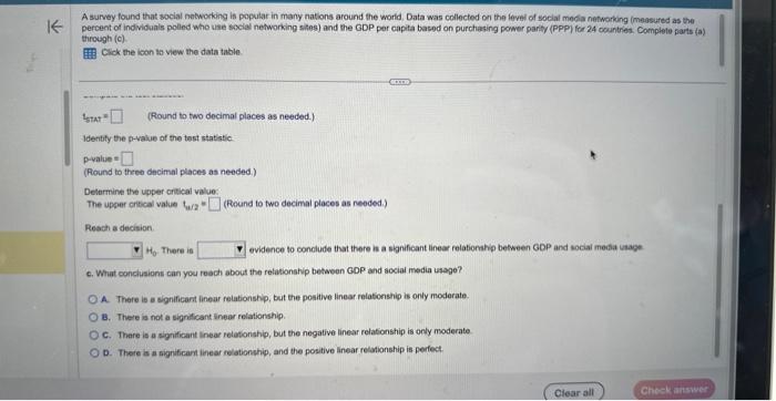 Solved GDP and Social Media Usage DataGDP and Social Media | Chegg.com