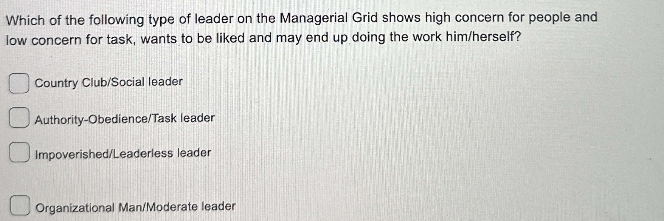 Solved Which of the following type of leader on the | Chegg.com