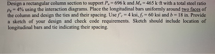 Solved Design a rectangular column section to support P. = | Chegg.com