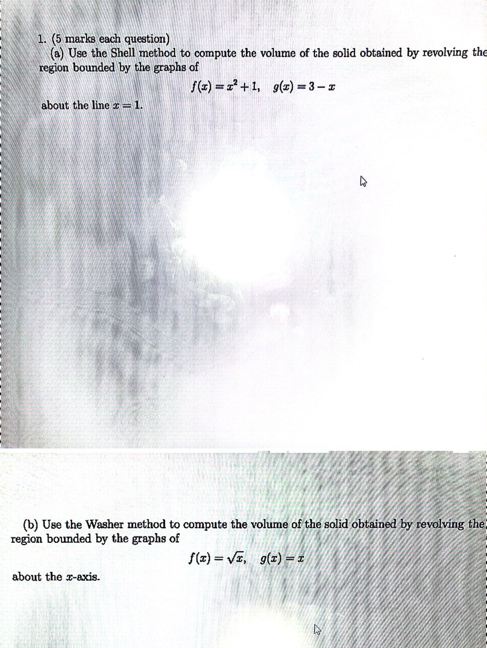 Solved (5 ﻿marks each question)(a) ﻿Use the Shell method to | Chegg.com