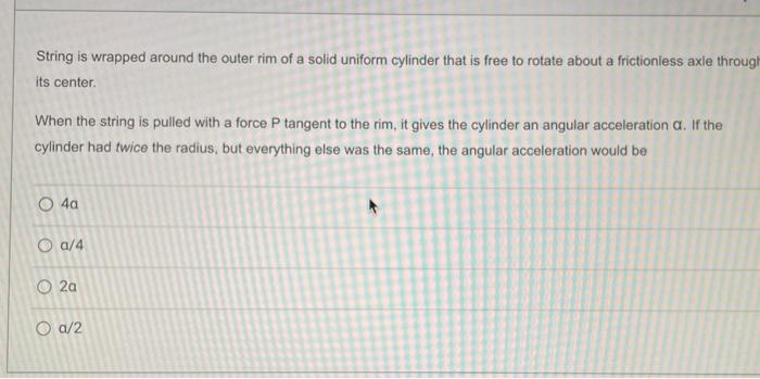 Solved String is wrapped around the outer rim of a solid | Chegg.com