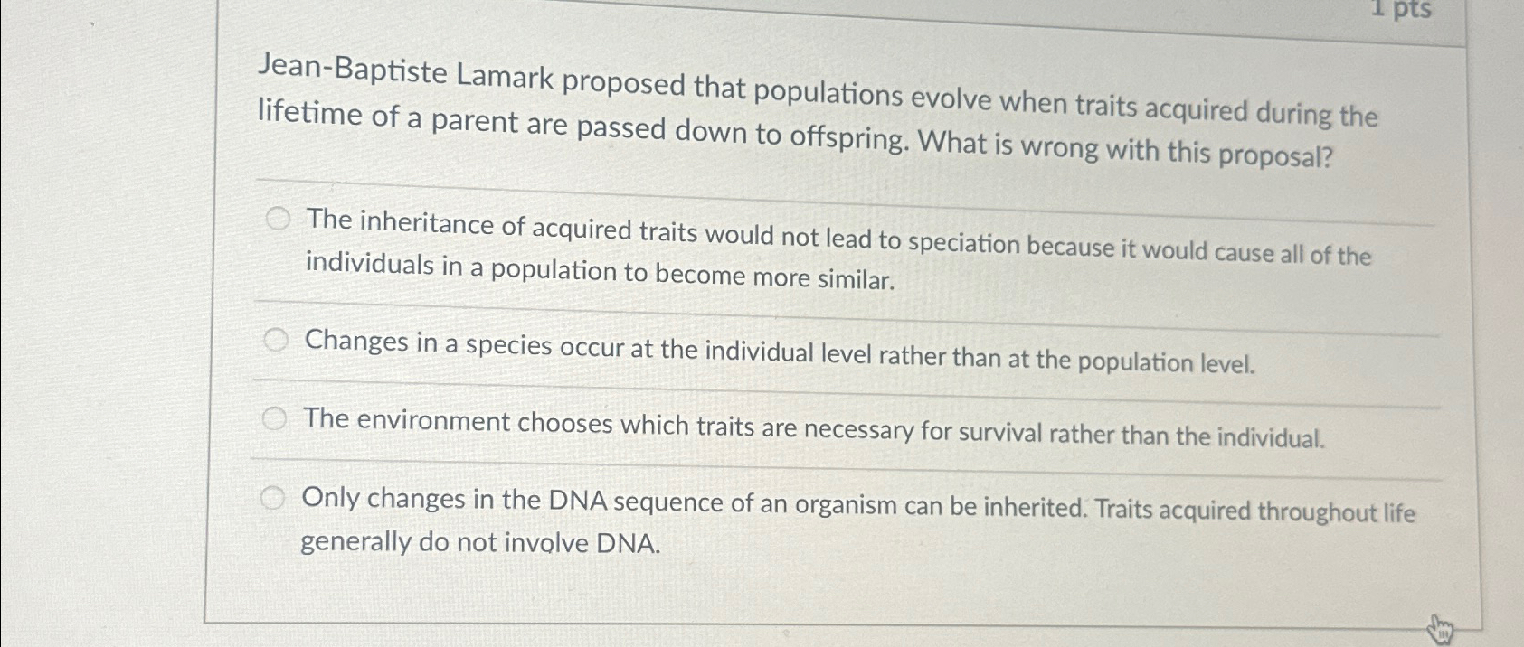 Solved Jean-Baptiste Lamark proposed that populations evolve | Chegg.com