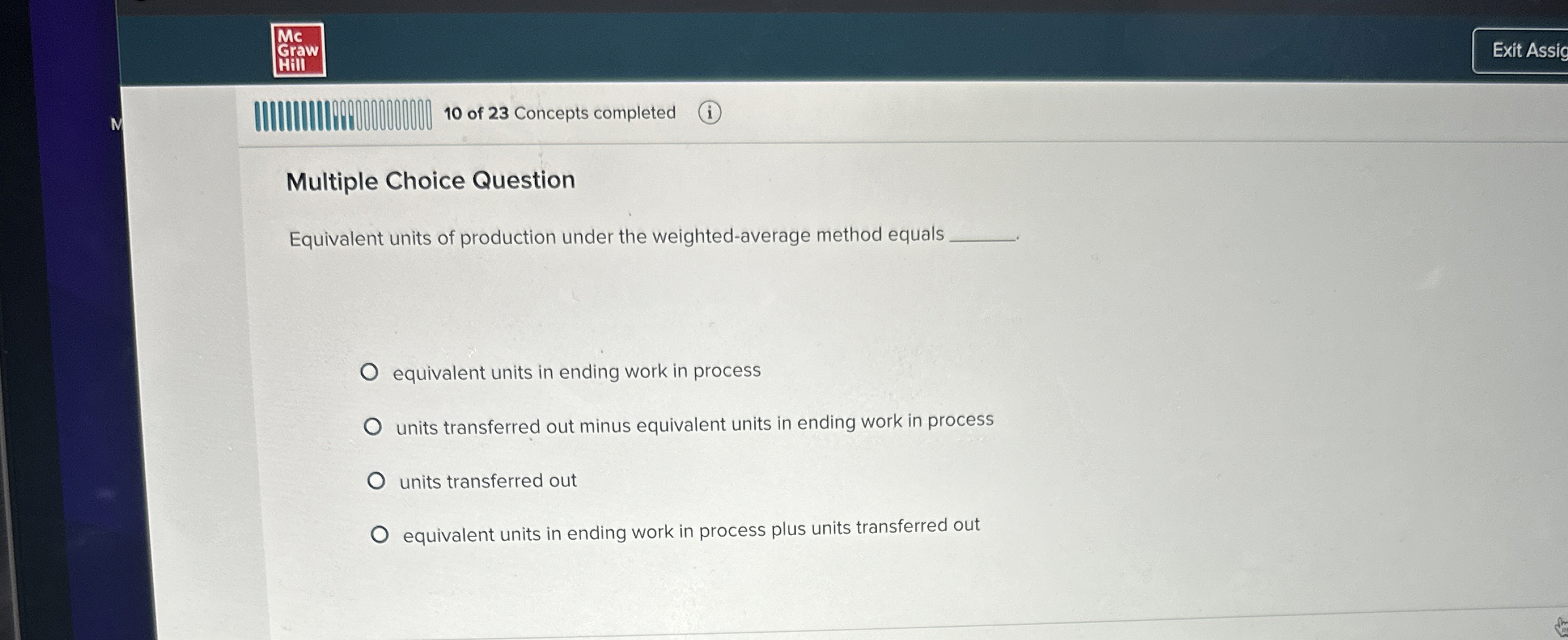 Solved Multiple Choice QuestionEquivalent units of | Chegg.com