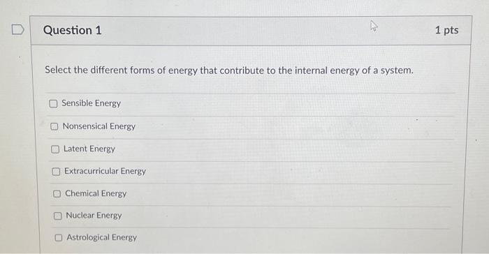 Solved Select the different forms of energy that contribute | Chegg.com