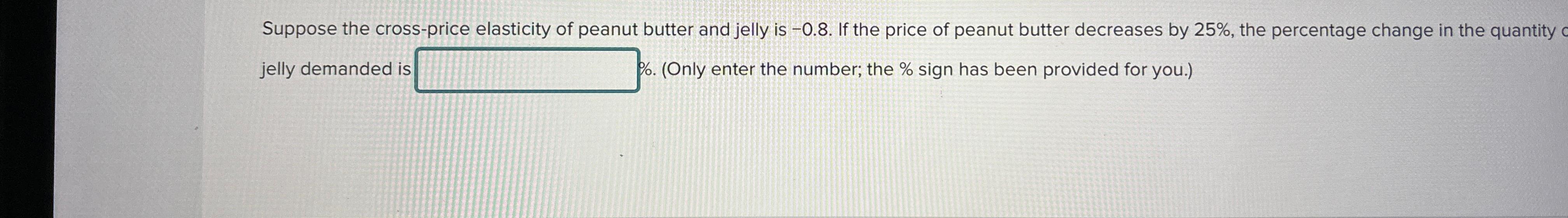 Solved Suppose the cross-price elasticity of peanut butter | Chegg.com