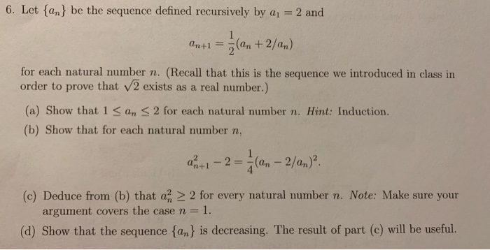 Solved 6. Let {an} be the sequence defined recursively by aj | Chegg.com