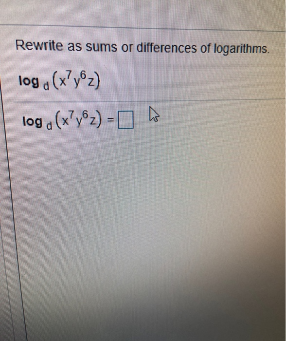 Solved Rewrite as sums or differences of logarithms. log. | Chegg.com