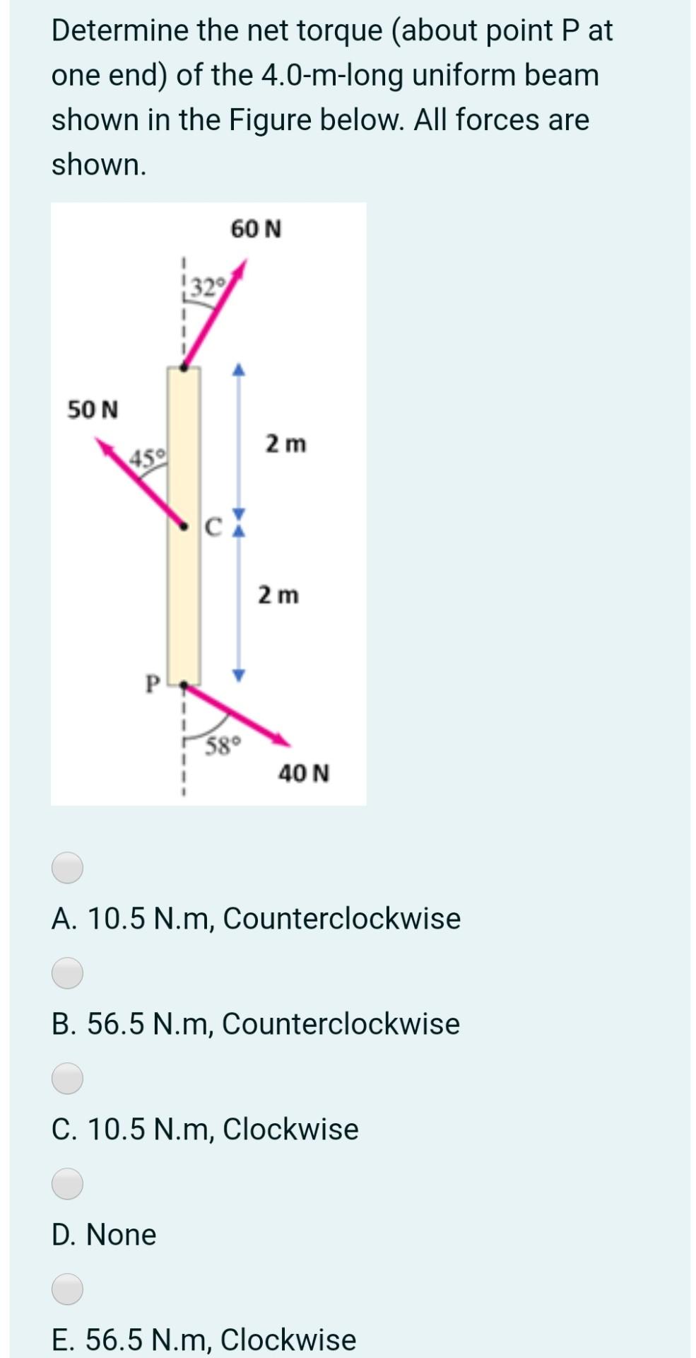 Solved Determine the net torque (about point P at one end) | Chegg.com