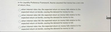 Solved In his Liquidity Preference Framework, Keynes ansumed | Chegg.com