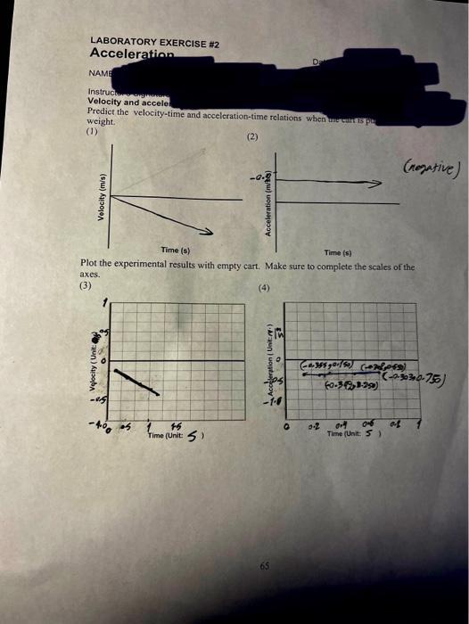 LABORATORY EXERCISE #2 Acceleration NAME | Chegg.com