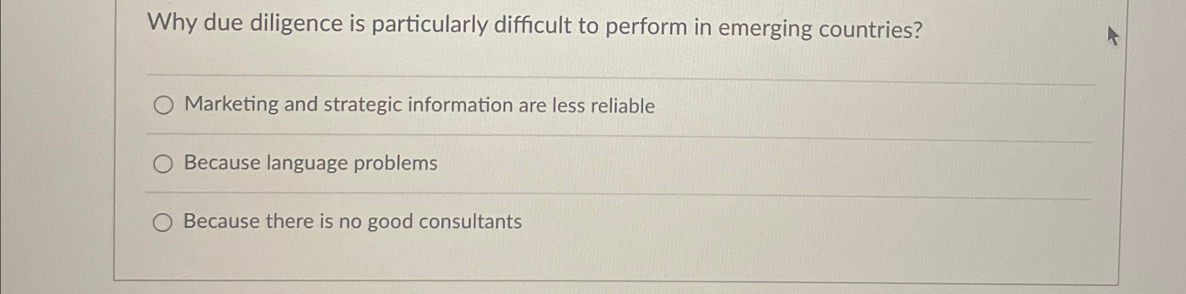 Solved Why due diligence is particularly difficult to | Chegg.com