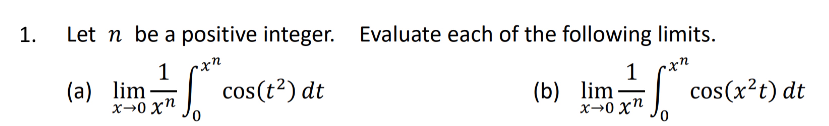 Solved Let n ﻿be a positive integer. Evaluate each of the | Chegg.com