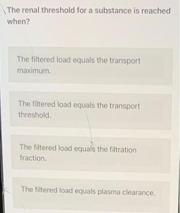 Solved The renal threshold for a substance is reached when? | Chegg.com