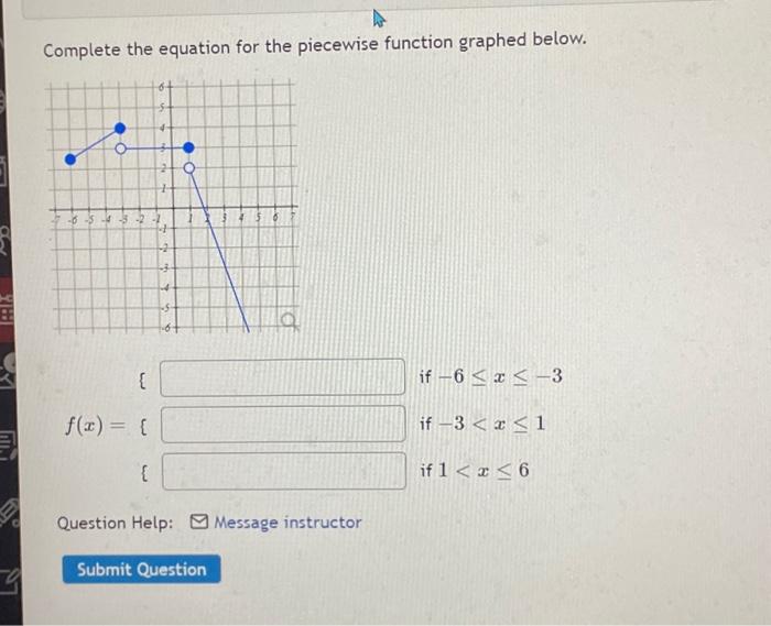 Solved Complete the equation for the piecewise function | Chegg.com