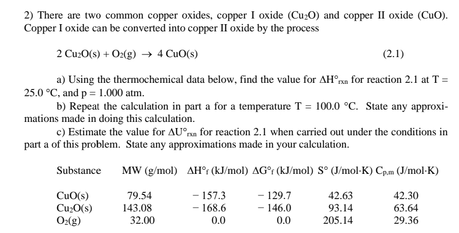 Solved There are two common copper oxides, copper I oxide | Chegg.com