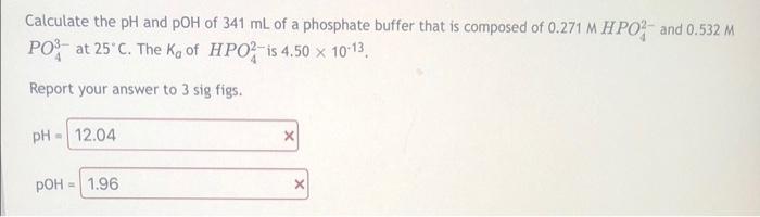 Solved Calculate the pH and pOH of 341 mL of a phosphate | Chegg.com