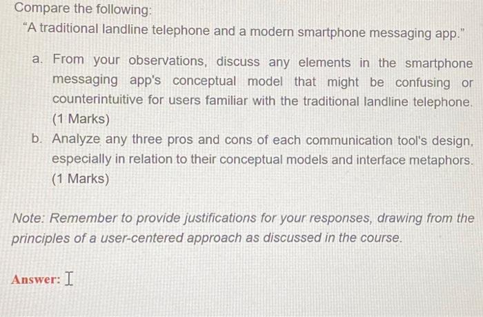 Solved Compare the following: "A traditional landline | Chegg.com