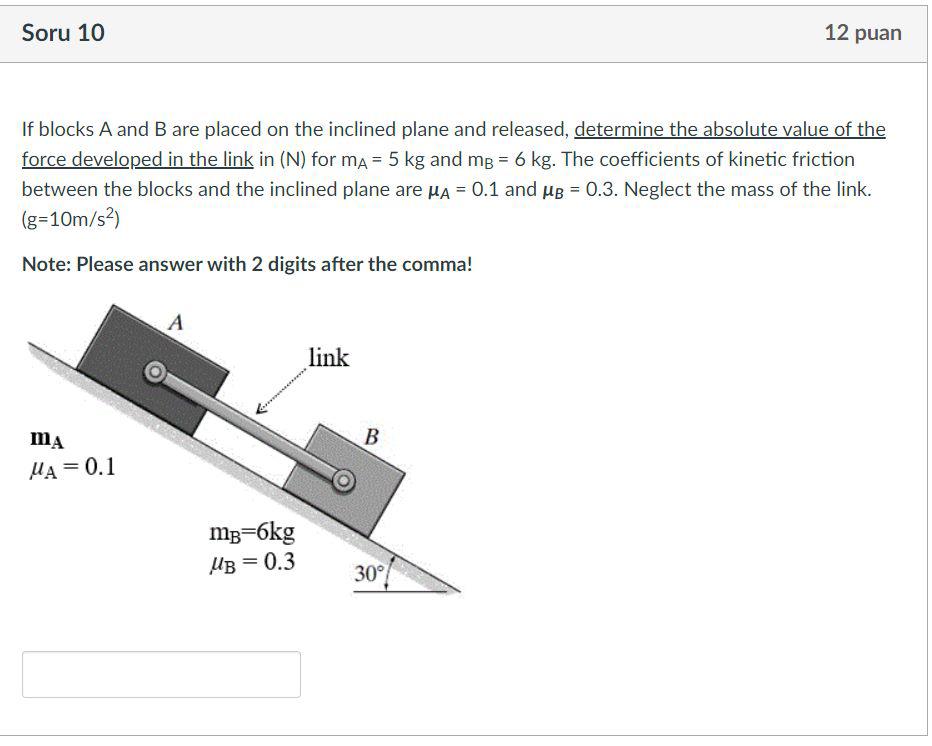 Solved If blocks A and B ﻿are placed on the inclined plane | Chegg.com