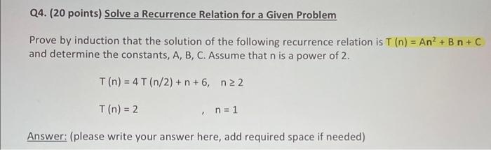 Solved Prove by induction that the solution of the following | Chegg.com