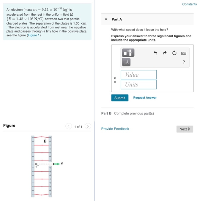 Solved Constants Part A An Electron Mass M 9 11 X 10 31