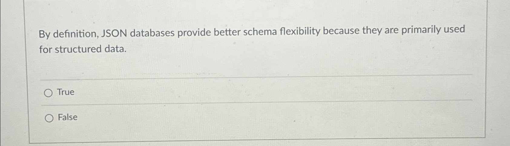 Solved By definition, JSON databases provide better schema | Chegg.com