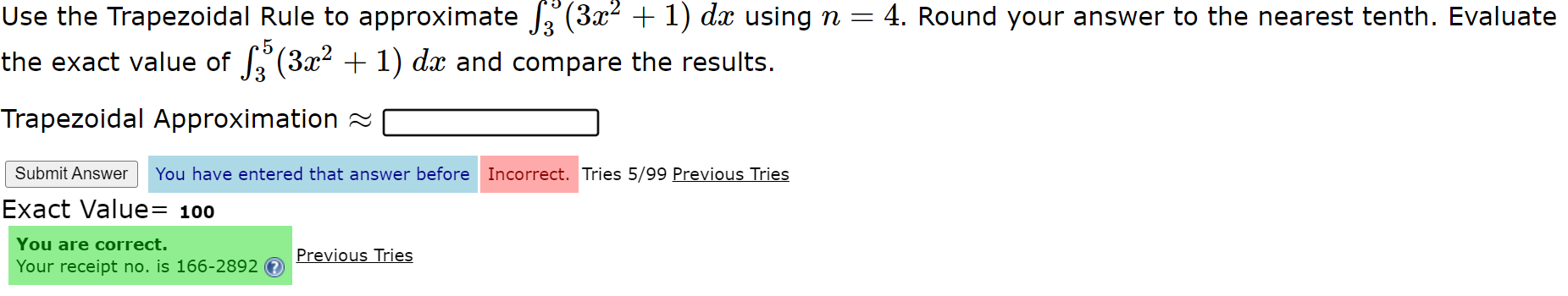 Solved Use the Trapezoidal Rule to approximate ∫30(3x2+1)dx | Chegg.com
