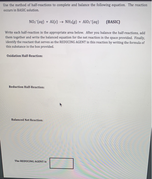 Solved Use the method of half-reactions to complete and | Chegg.com