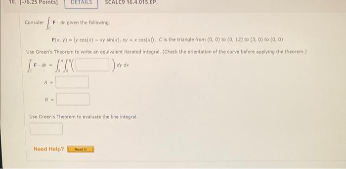 Solved Consider ∫CF⋅dr given the following. | Chegg.com