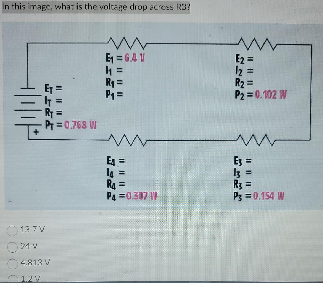 Solved In this image, what is the voltage drop across R3? | Chegg.com