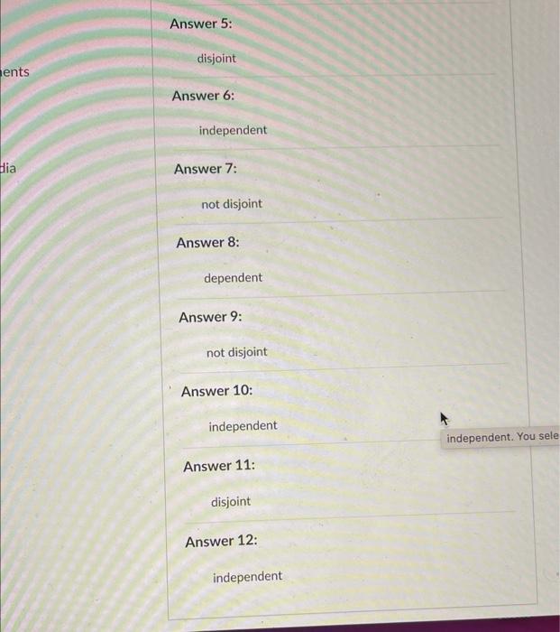 Solved Classify The Following Pairs Of Events As Disjoint Or