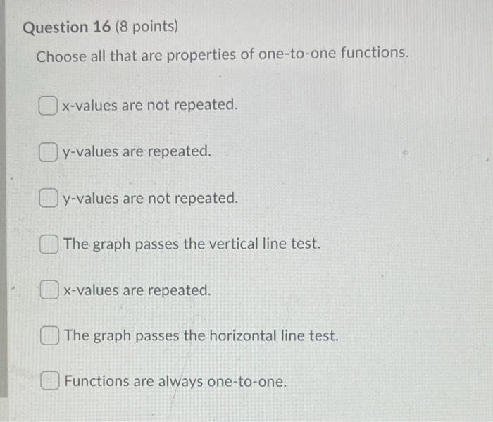 Solved Question 16 (8 points) Choose all that are properties | Chegg.com