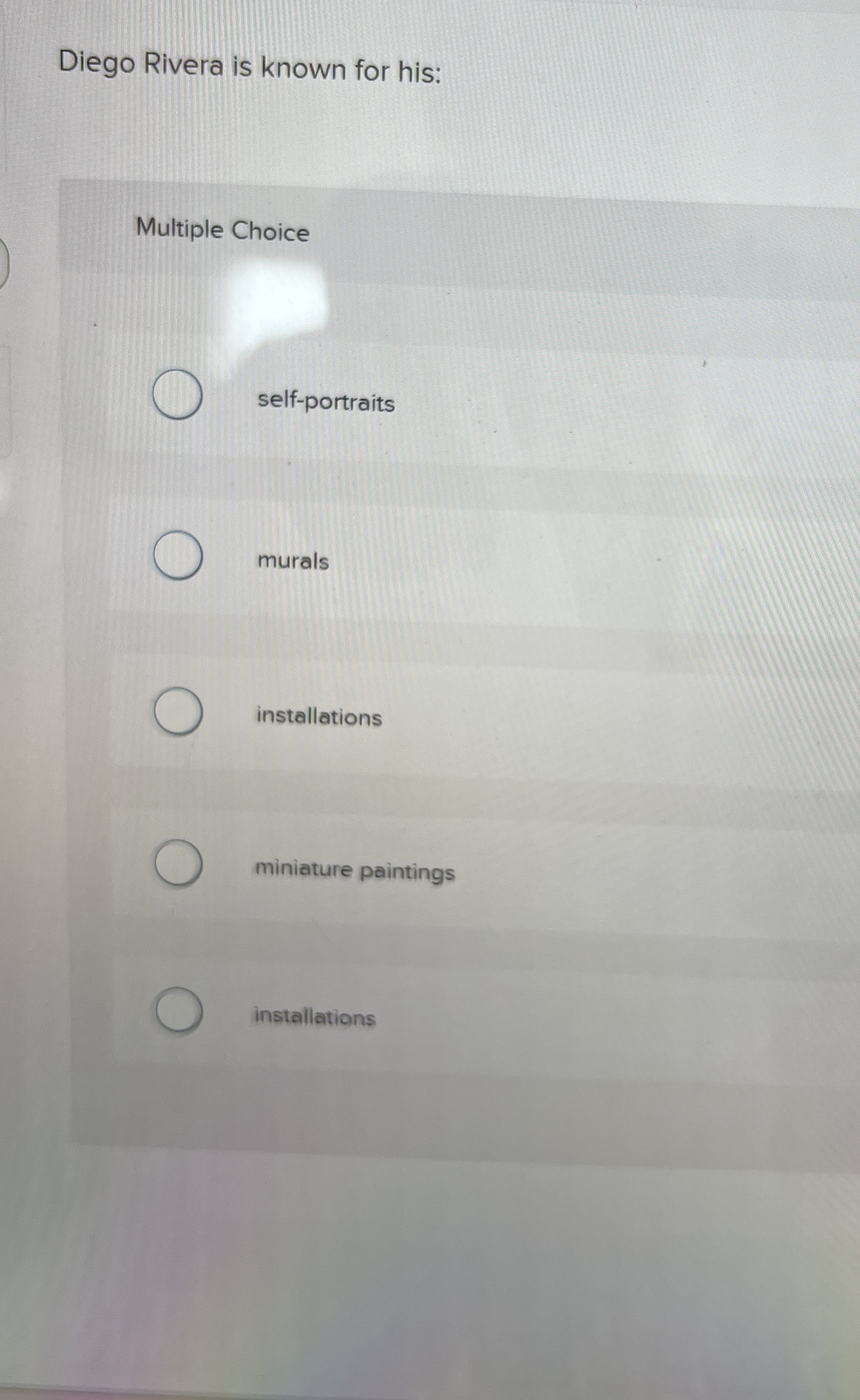 Solved Diego Rivera is known for his:Multiple | Chegg.com