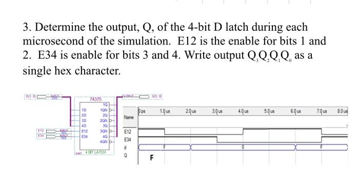 Solved 3. Determine the output, Q, of the 4-bit D latch | Chegg.com