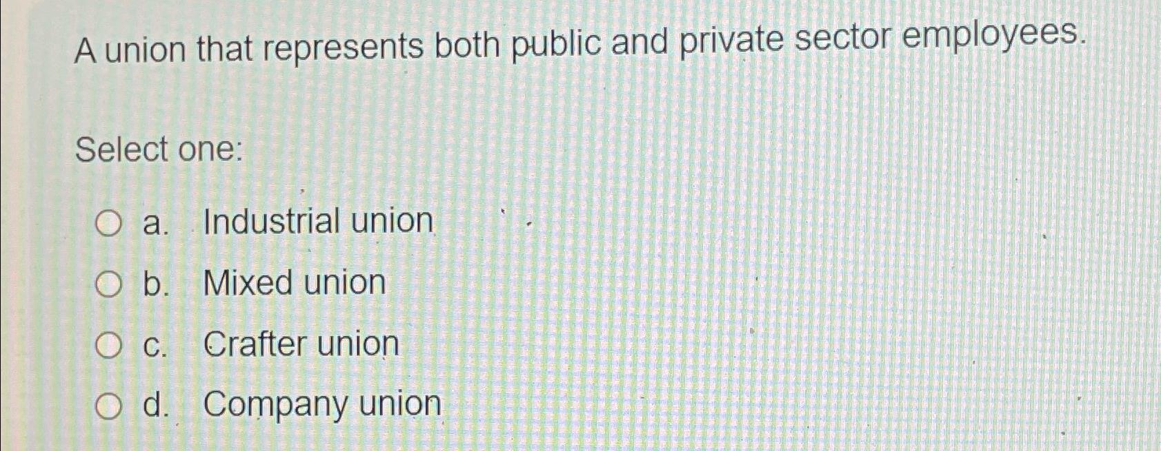 Solved A union that represents both public and private | Chegg.com