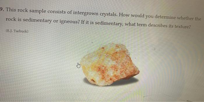 Solved This rock sample consists of intergrown crystals. How | Chegg.com