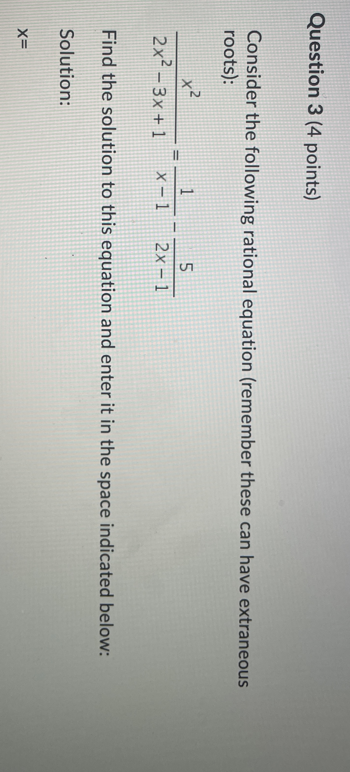 Solved Question 3 (4 ﻿points)Consider the following rational | Chegg.com