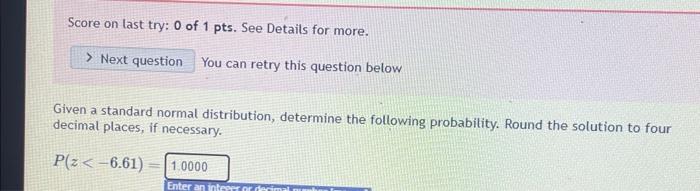 Solved You can retry this question below Given a standard | Chegg.com