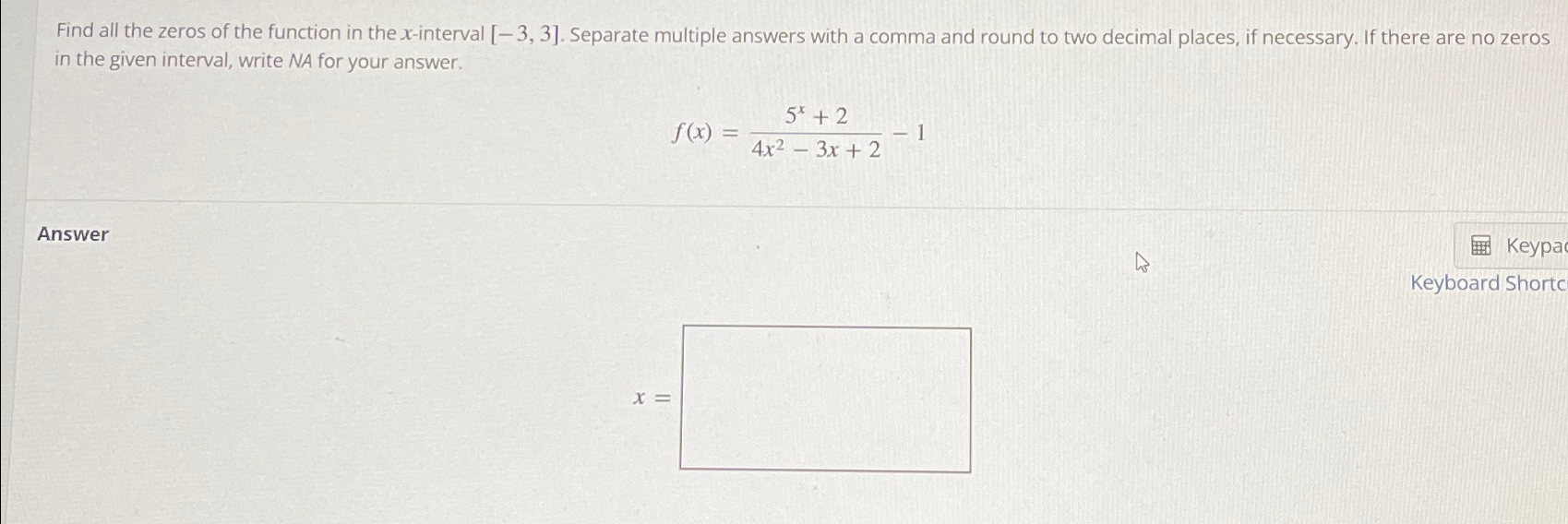 Solved Find all the zeros of the function in the x-interval | Chegg.com