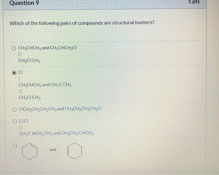 Solved Question 9 1 pts Which of the following pairs of | Chegg.com