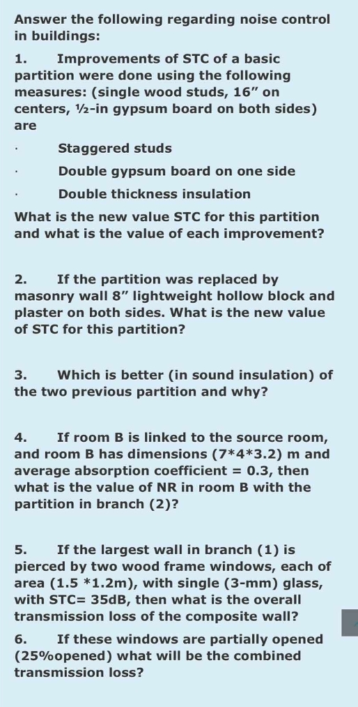Solved Answer the following regarding noise controlin | Chegg.com