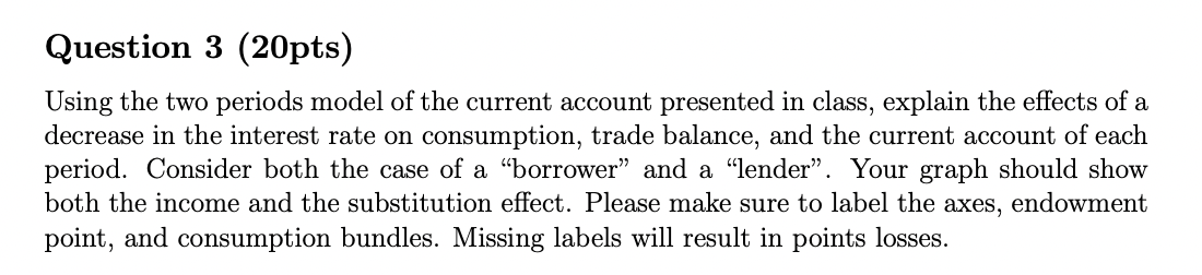 Solved Question 3 (20pts)\\nUsing the two periods model of | Chegg.com